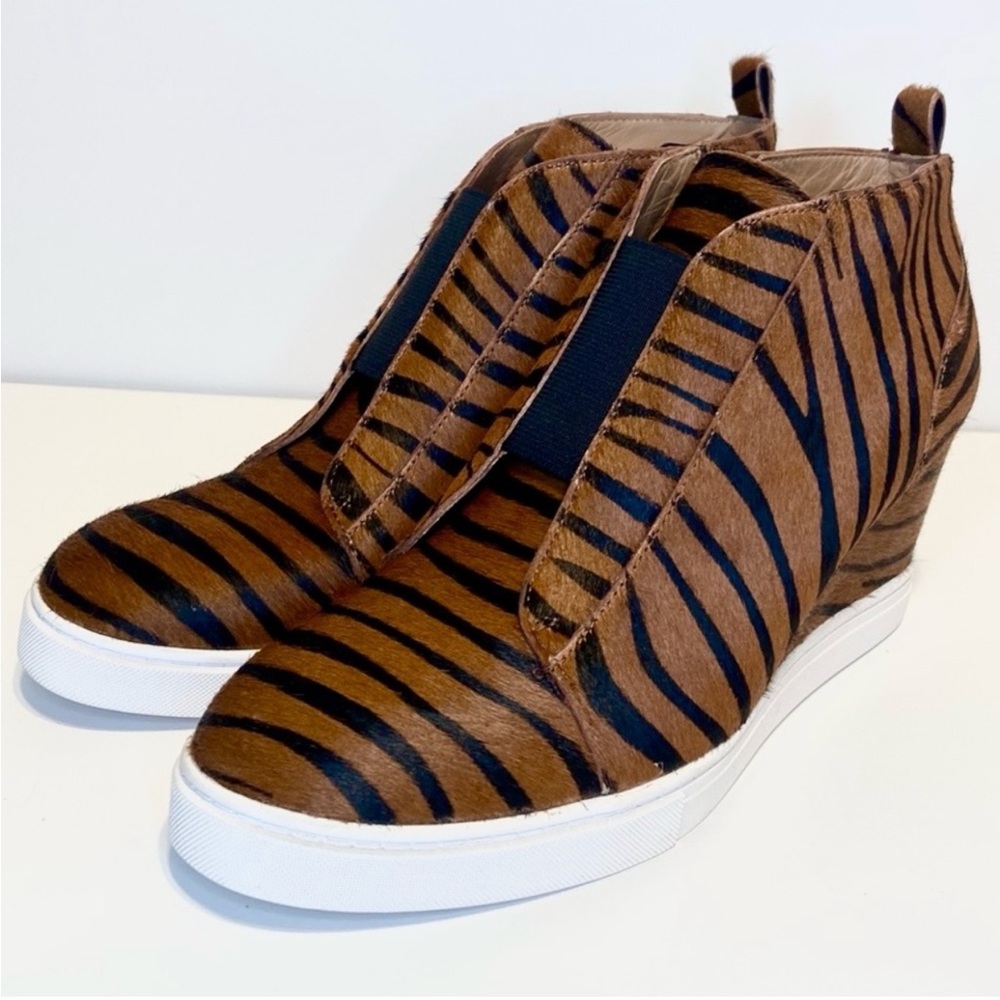 L. Paolo Tiger Print Wedge Ankle Boots Real Fur Mob W… - Gem